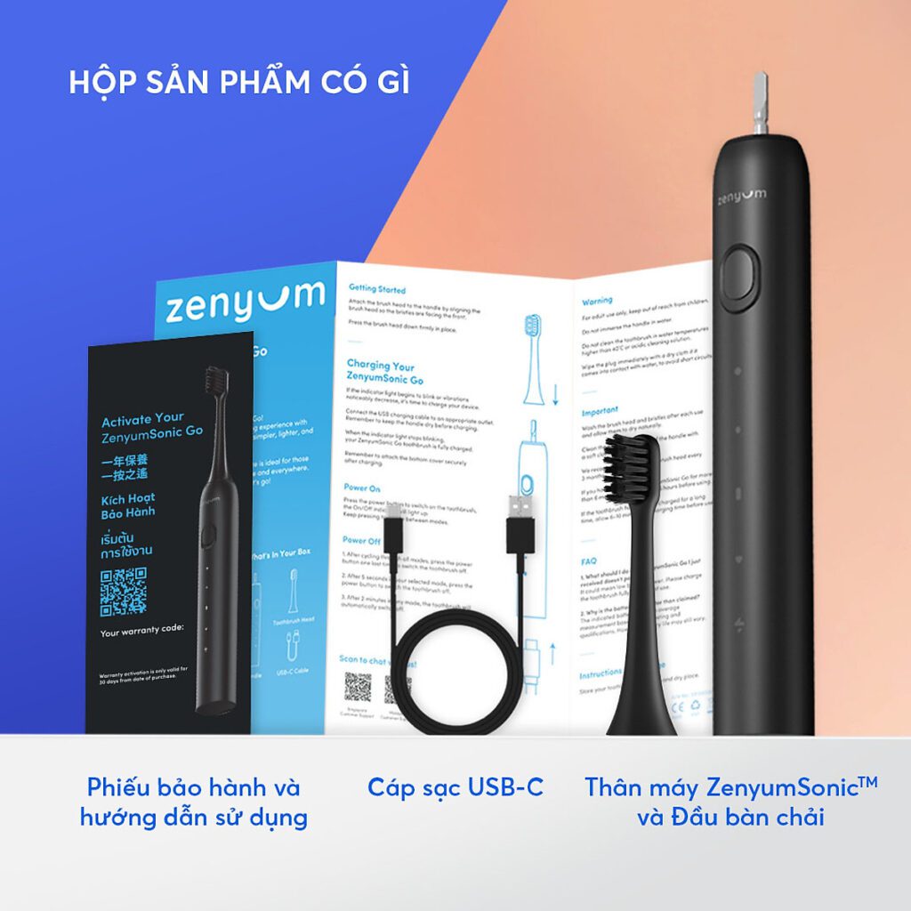 [Chính hãng] Bàn Chải Điện Zenyum Sonic Go – 1 Bàn Chải Trắng/Đen – Nha ...